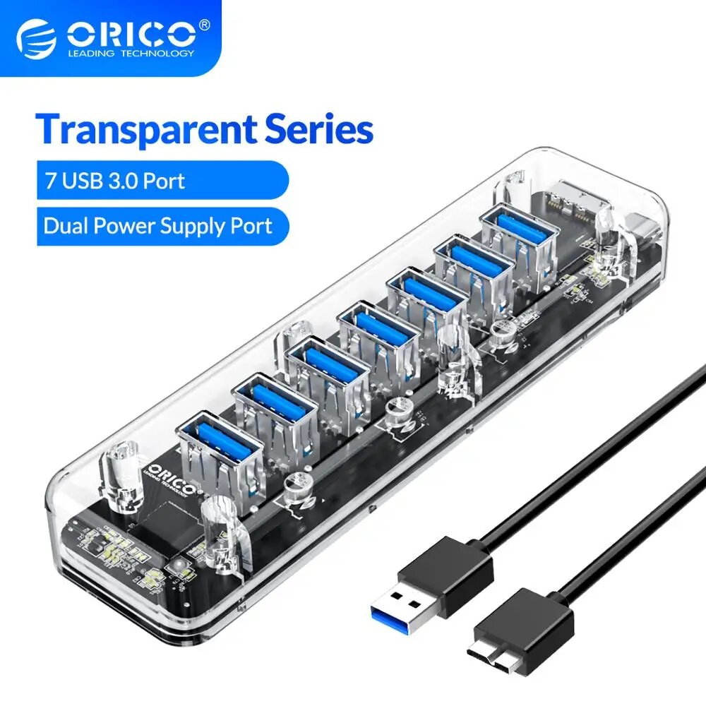 ORICO USB 3.0 хаб Round, 7 портов, 100см