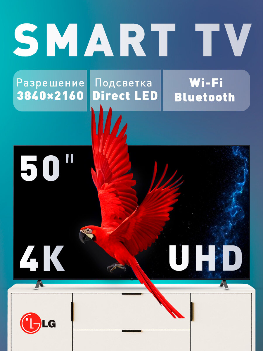 Телевизор LG 50UR801C 50" 3840x2160 (4K UHD), Smart TV (webOS23), HDR10, HLG, Wi-Fi