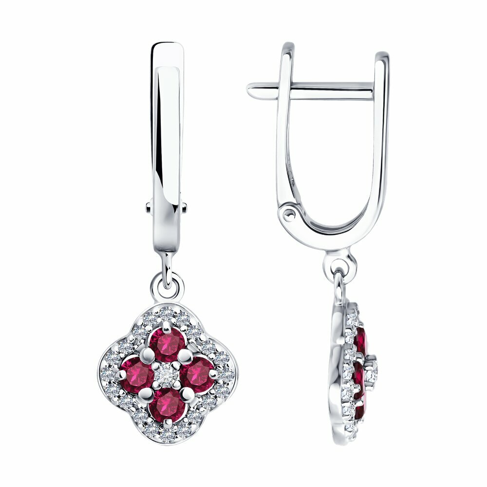 Серьги, серебро, 925 проба, родирование