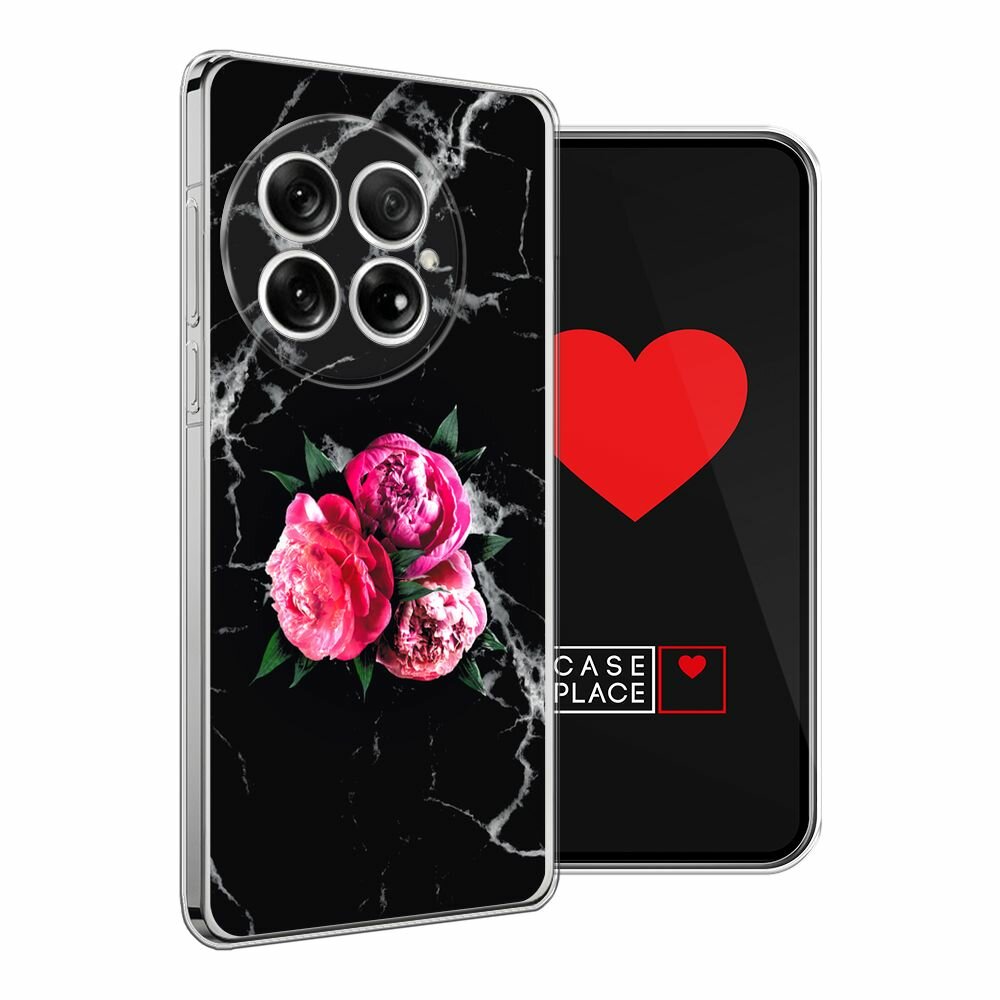 Чехол на OnePlus 13 / Ван Плас 13 с принтом "Букет на черном мраморе" — фото 1