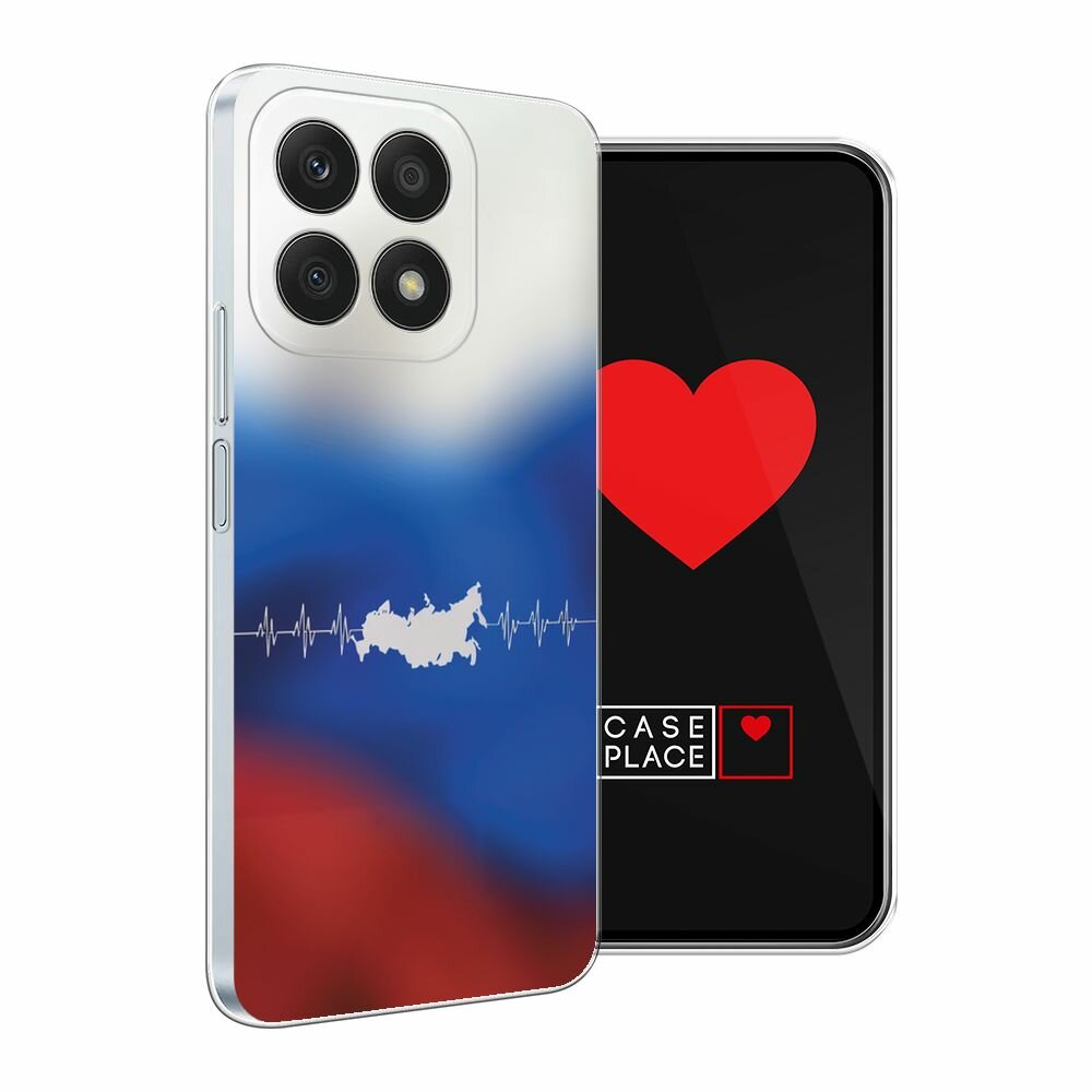 Чехол на Honor X8A / Хонор X8A с принтом "Россия в сердце - 23 февраля" — фото 1
