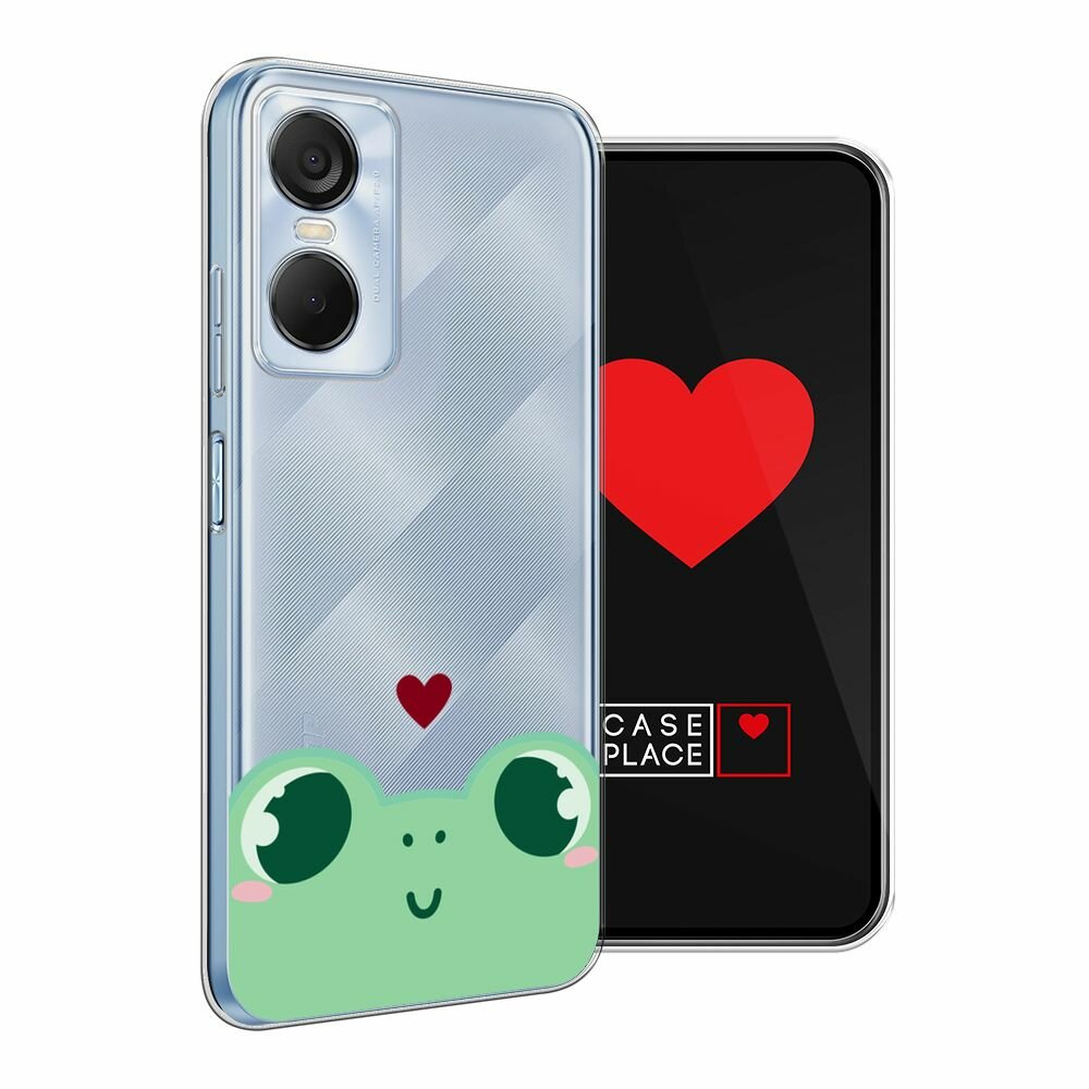 Чехол на Tecno Pop 6 pro / Техно Поп 6 Про с принтом "Влюблённая лягушка - 14 февраля", прозрачный — фото 1