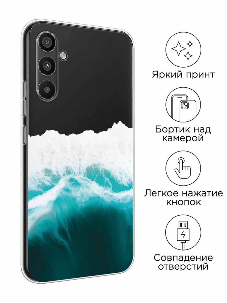 Чехол на Samsung Galaxy A34 / Самсунг A34 с принтом "Большая волна", прозрачный — фото 1