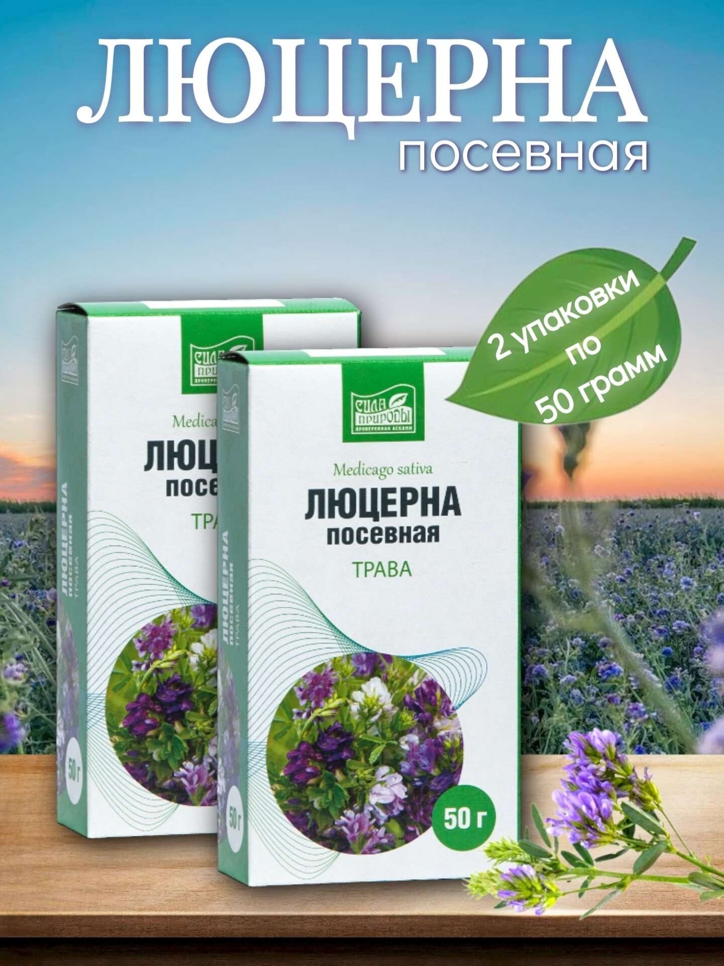 Люцерна посевная трава, 50 гр (Сила природы), 2 штуки в наборе