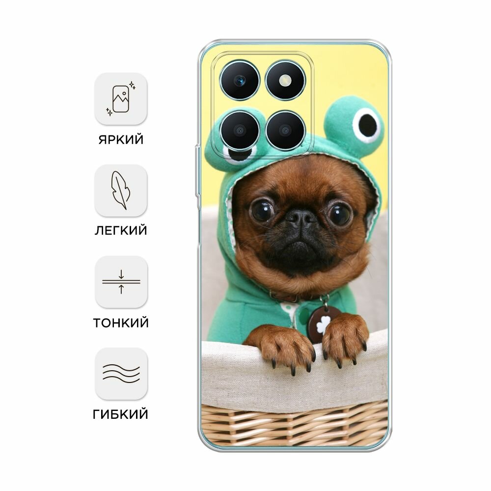 Чехол на Honor X6A / Хонор X6A с принтом Собачка в шапке лягушки — фото 1