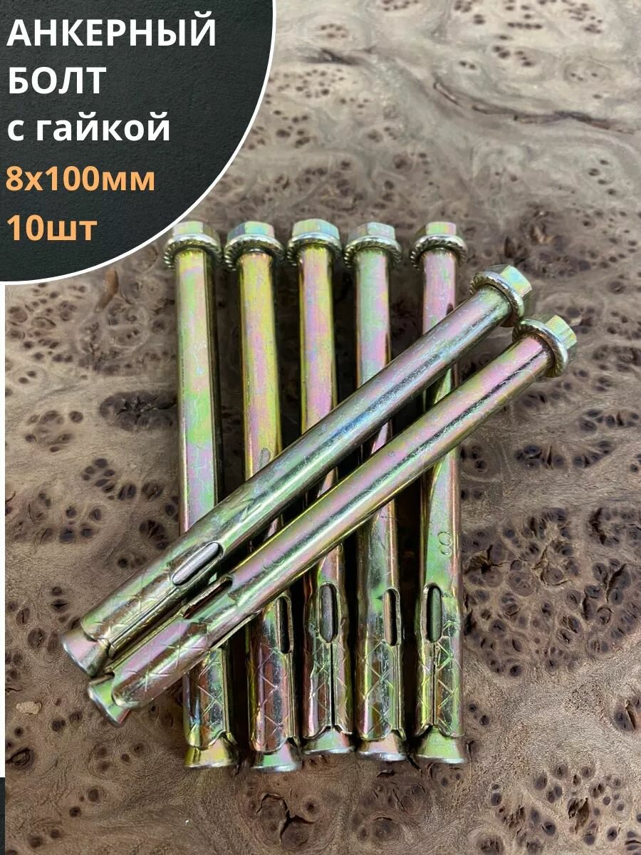 Анкерный болт с гайкой 8x100 мм (10 шт.)