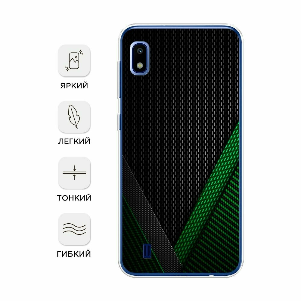 Чехол на Samsung Galaxy A10 / Самсунг Галакси А10 с принтом "Зеленый карбон" — фото 1