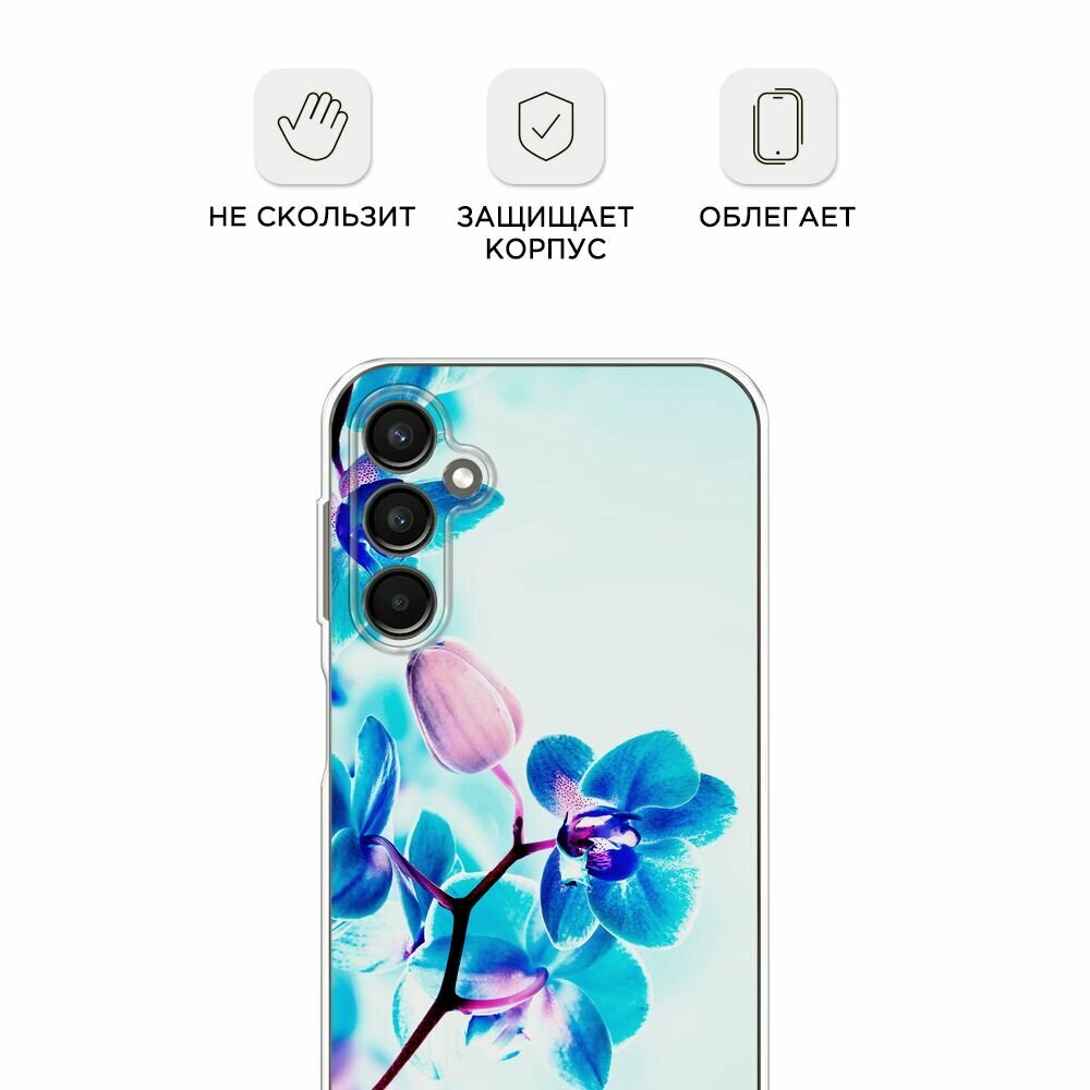 Чехол на Samsung Galaxy A24 / Самсунг Галакси A24 с принтом "Голубая орхидея" — фото 1