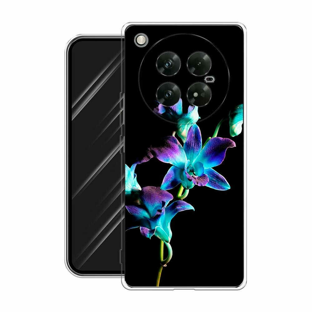 Чехол на Infinix Zero 40 5G / Инфиникс Зеро 40 5G с принтом "Синий цветок на черном" — фото 1
