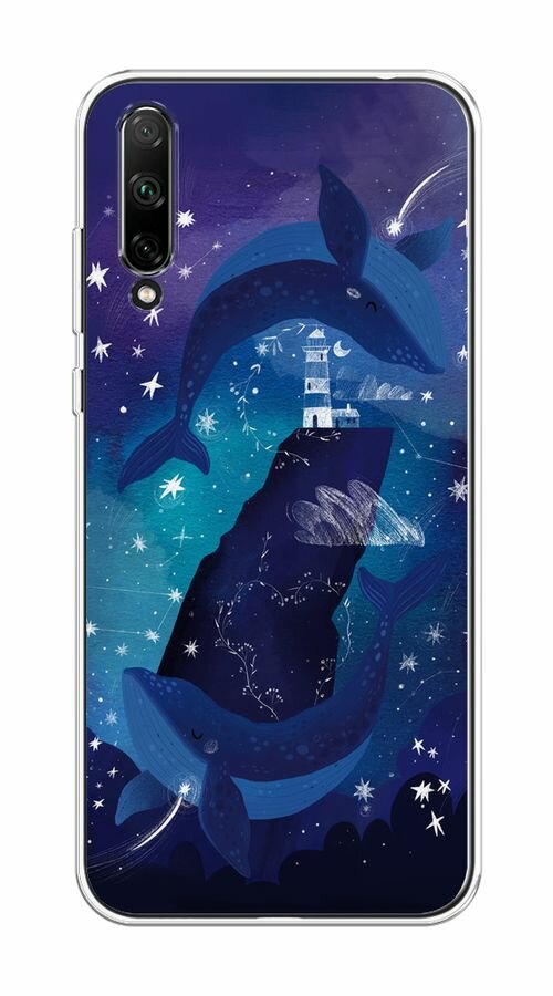 Силиконовый чехол на Honor 30i / Хонор 30i с принтом "Ночные киты"