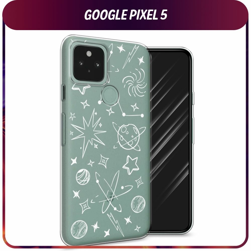 Чехол на Google Pixel 5 / Гугл Пиксель 5 с принтом "Космическая вселенная", прозрачный