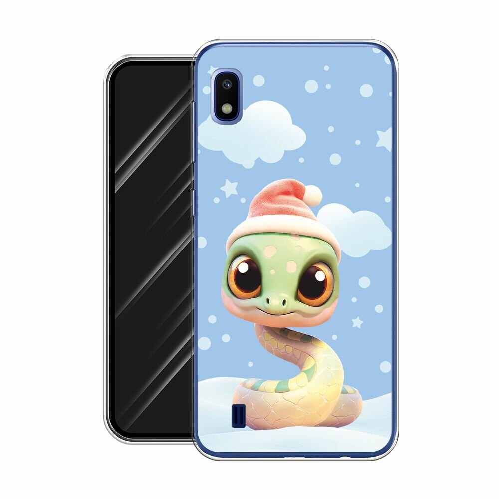 Чехол на Samsung Galaxy A10 / Самсунг Галакси А10 с принтом Зимняя змейка 1 — фото 1