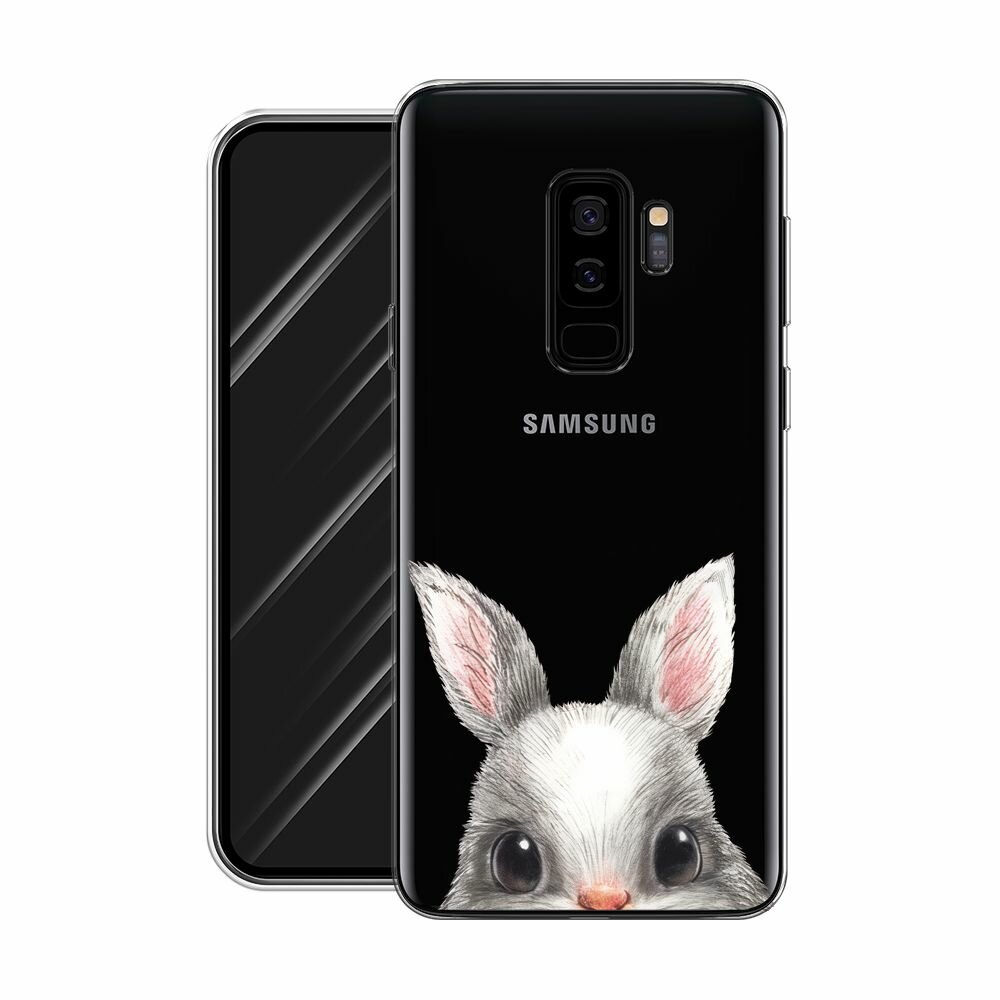 Чехол на Samsung Galaxy S9 + / Самсунг Галакси С9 Плюс с принтом "Карандашный кролик 2 - 8 марта", прозрачный — фото 1