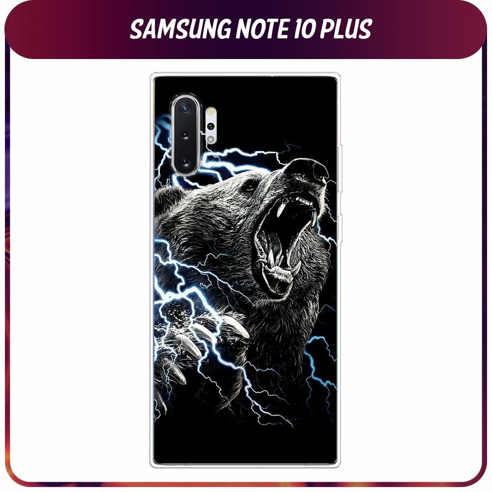 Чехол на Samsung Galaxy Note 10 + / Самсунг Гэлакси Нот 10 Плюс с принтом "Гроза и медведь"