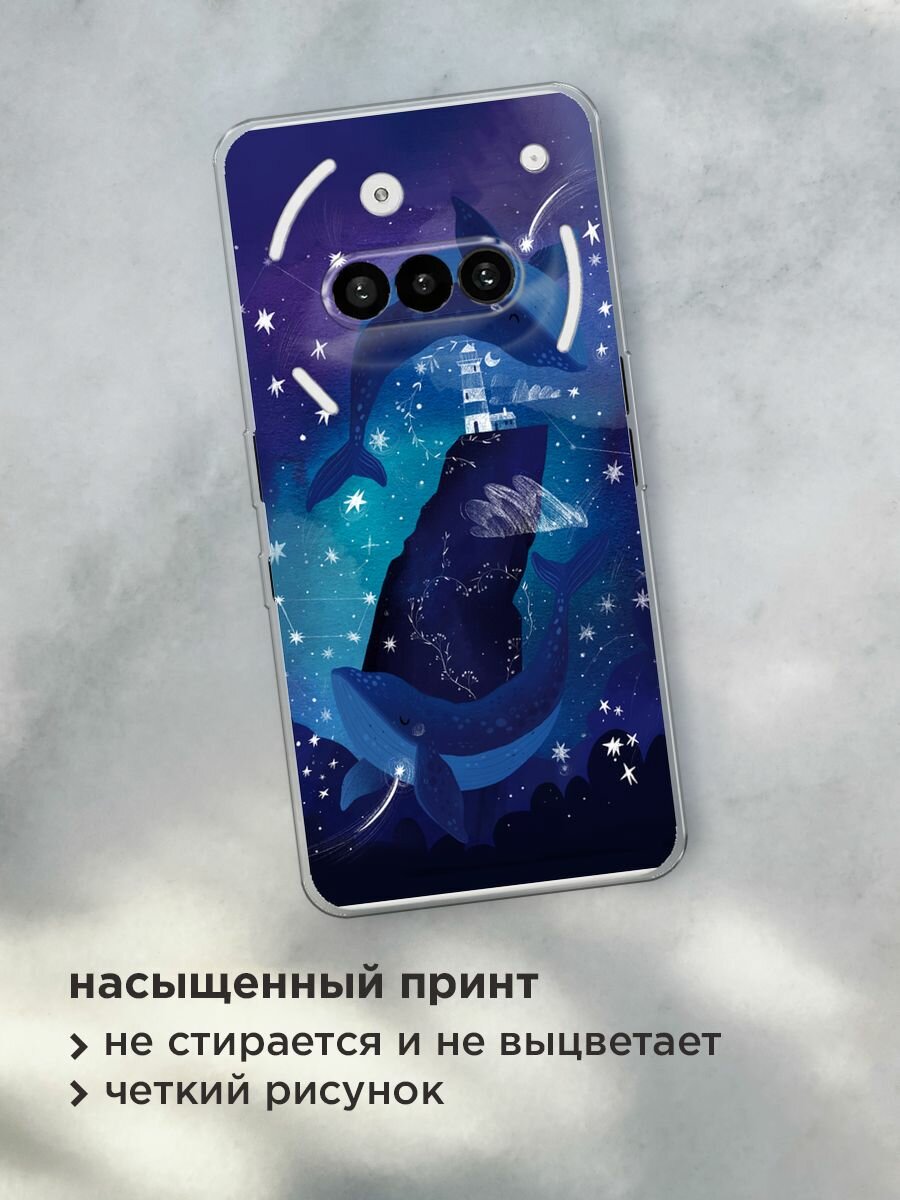 Чехол на Nothing Phone 3a / Нотинг Фон 3а с принтом "Ночные киты" — фото 1