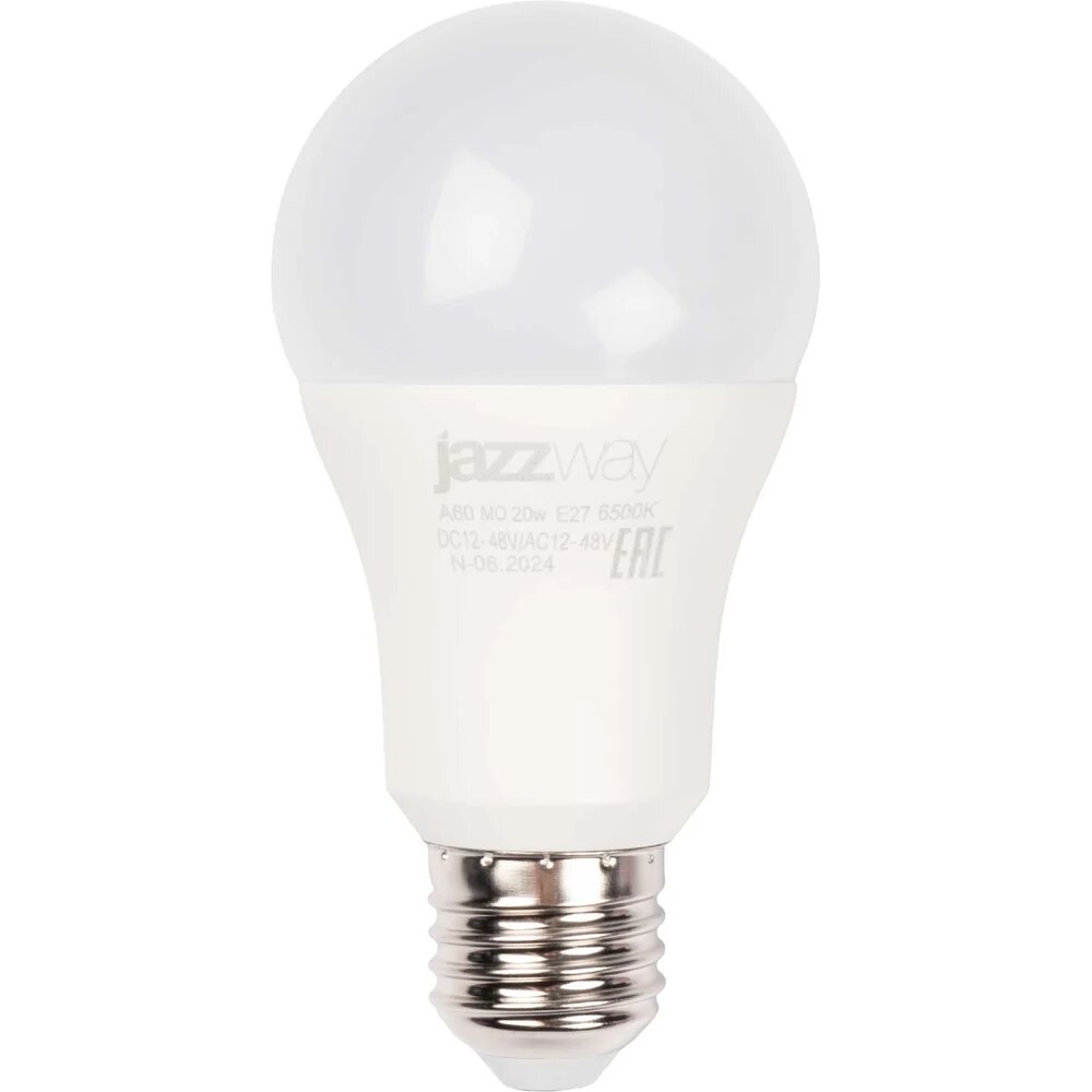 Светодиодная лампа Jazzway низковольтная PLED-A60 MO 20Вт 6500К холодный белый E27 12-48В AC/DC 5050655