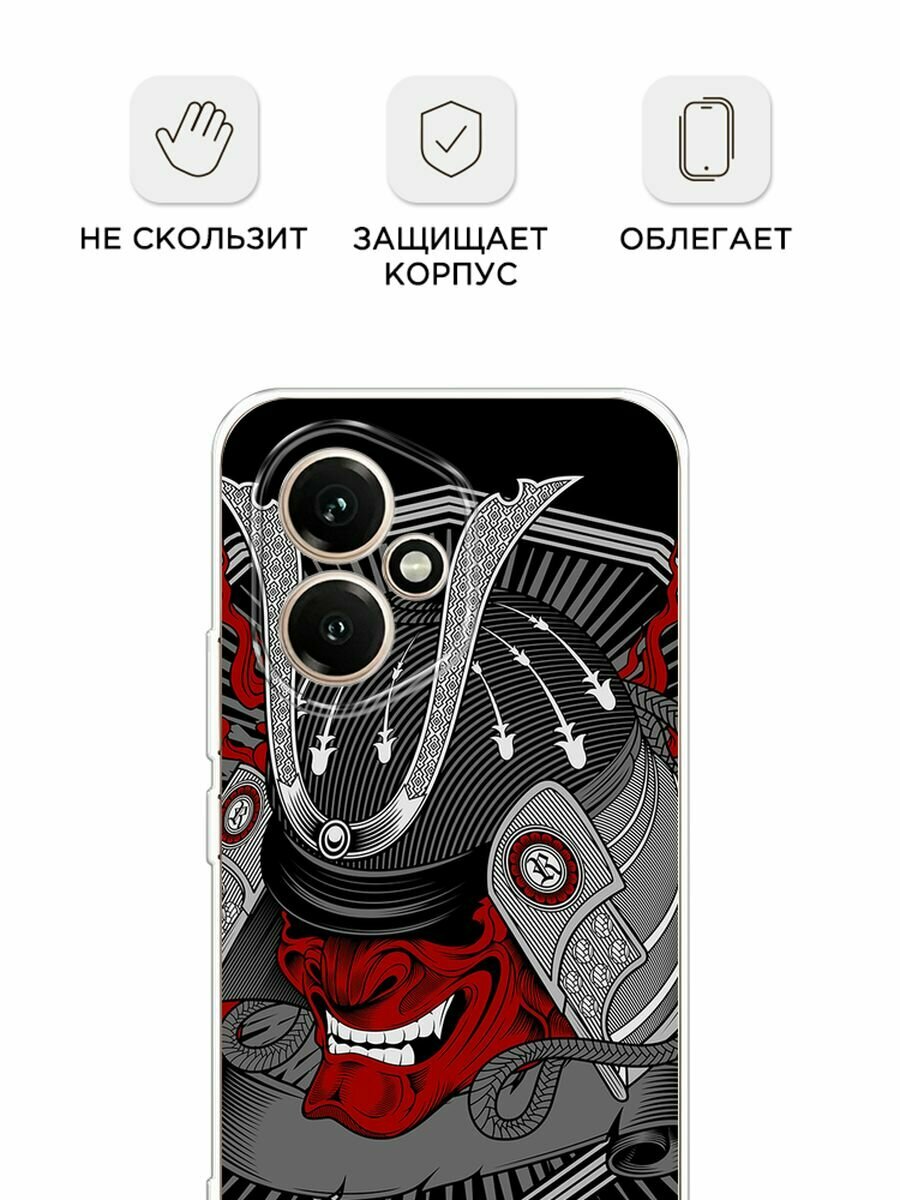 Чехол на Honor 400 / Хонор 400 с принтом "Красная маска самурая" — фото 1