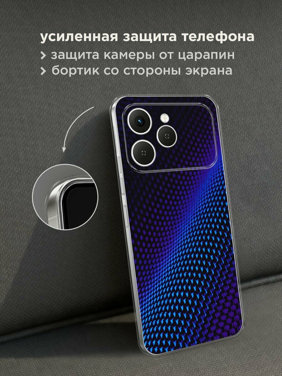 Чехол на Tecno Spark 40 / Текно Спарк 40 с принтом "Синий карбон" — фото 1