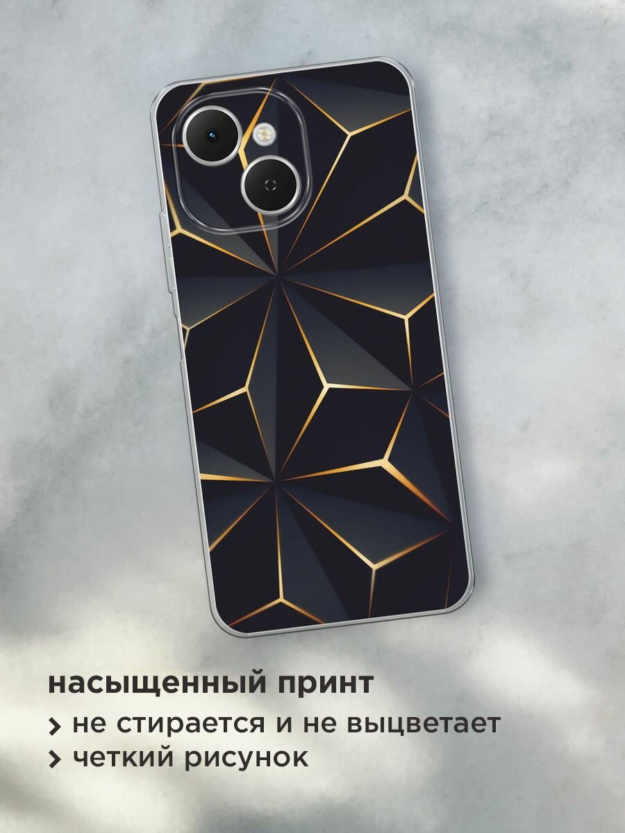 Чехол на Tecno Spark 40C / Текно Спарк 40C с принтом "Черные полигоны" — фото 1