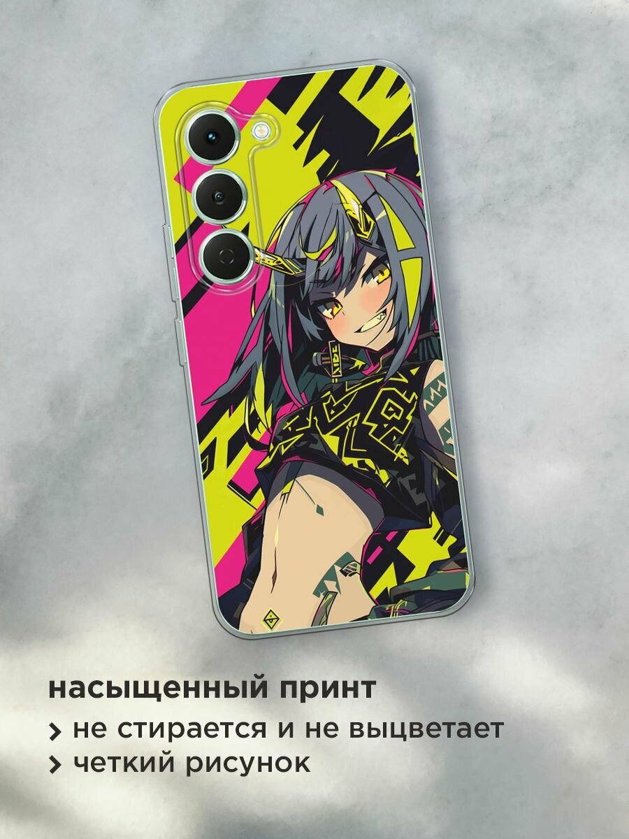 Чехол на Tecno Spark 40 Pro / Текно Спарк 40 Про с принтом "Девушка в кибер костюме" — фото 1