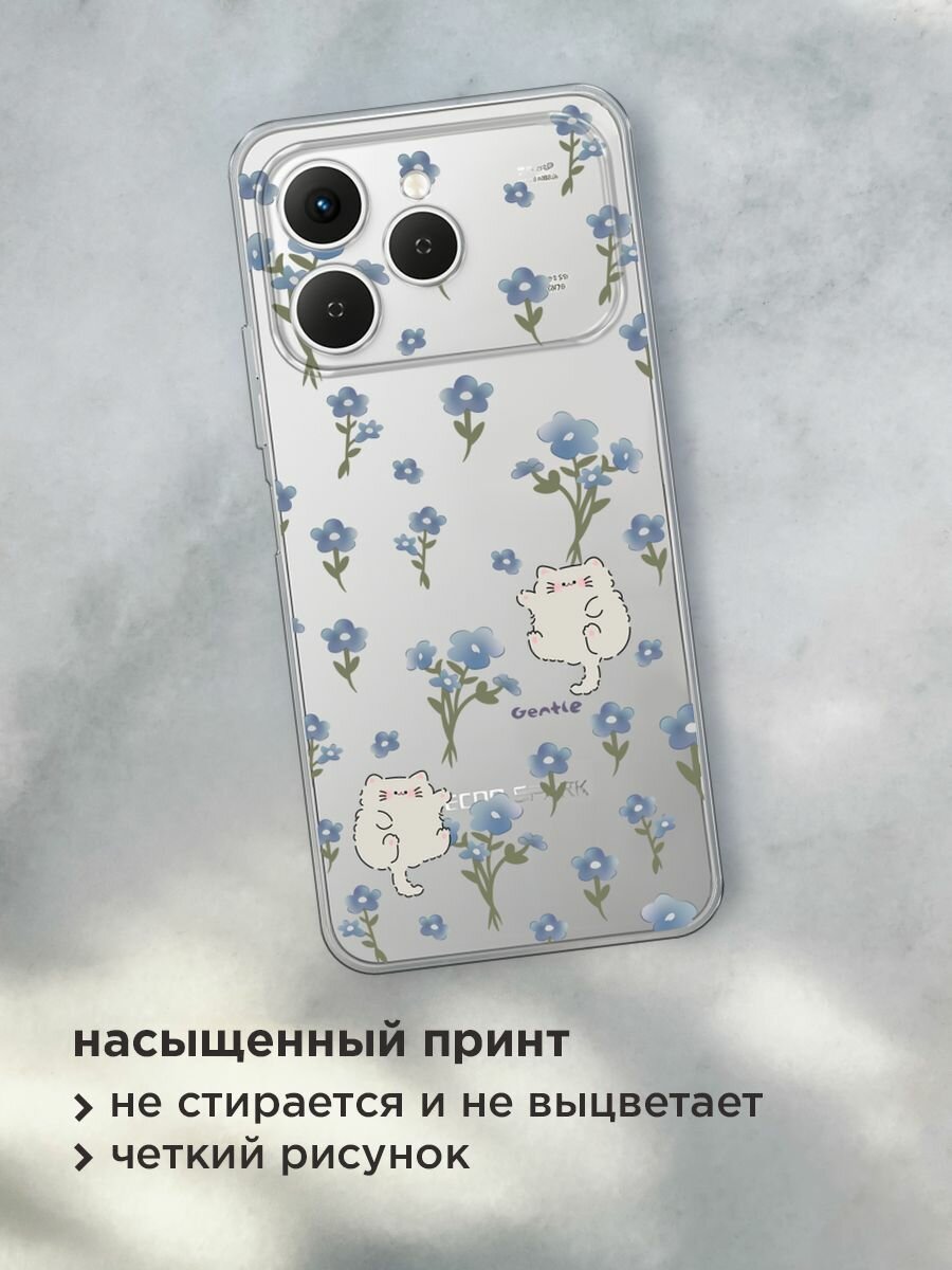 Чехол на Tecno Spark 40 / Текно Спарк 40 с принтом "Gentle cats", прозрачный — фото 1
