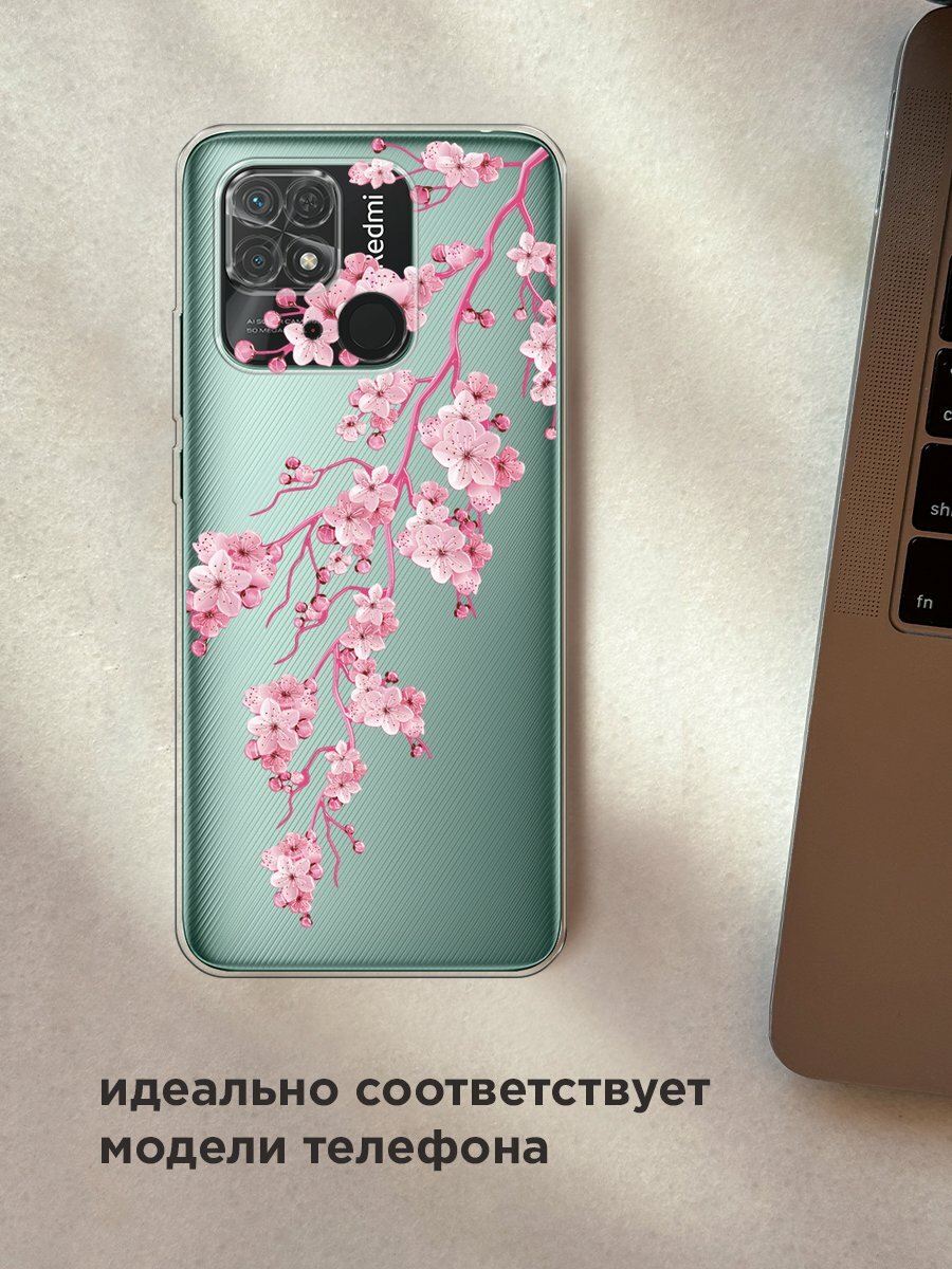 Чехол на Xiaomi Redmi 10C / Сяоми Редми 10C с принтом "Ветка сакуры 2" — фото 1