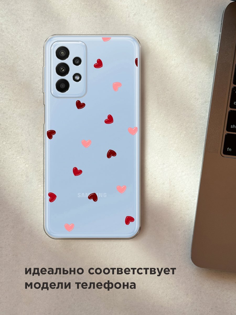 Чехол на Samsung Galaxy A23 / Самсунг Галакси А23 с принтом "Бордовые сердечки 2" — фото 1