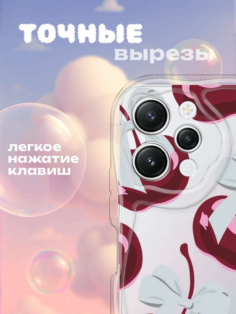 Чехол на Xiaomi Redmi 12 / Редми 12 с принтом "Вишни с бантами" — фото 1