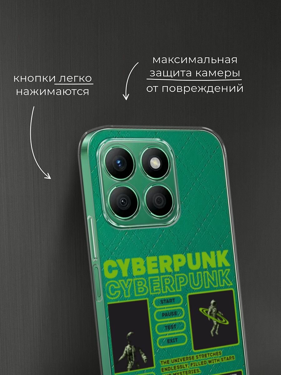Чехол на Honor X8B / Хонор X8B с принтом "Cyberpunk", прозрачный — фото 1