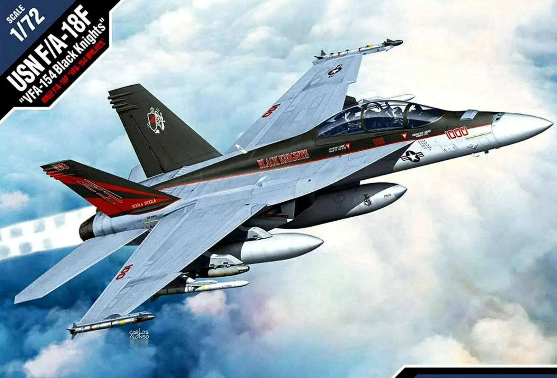 Academy 12577 1/72 USN F/A-18F VFA-154 Black Knights сборная модель самолета