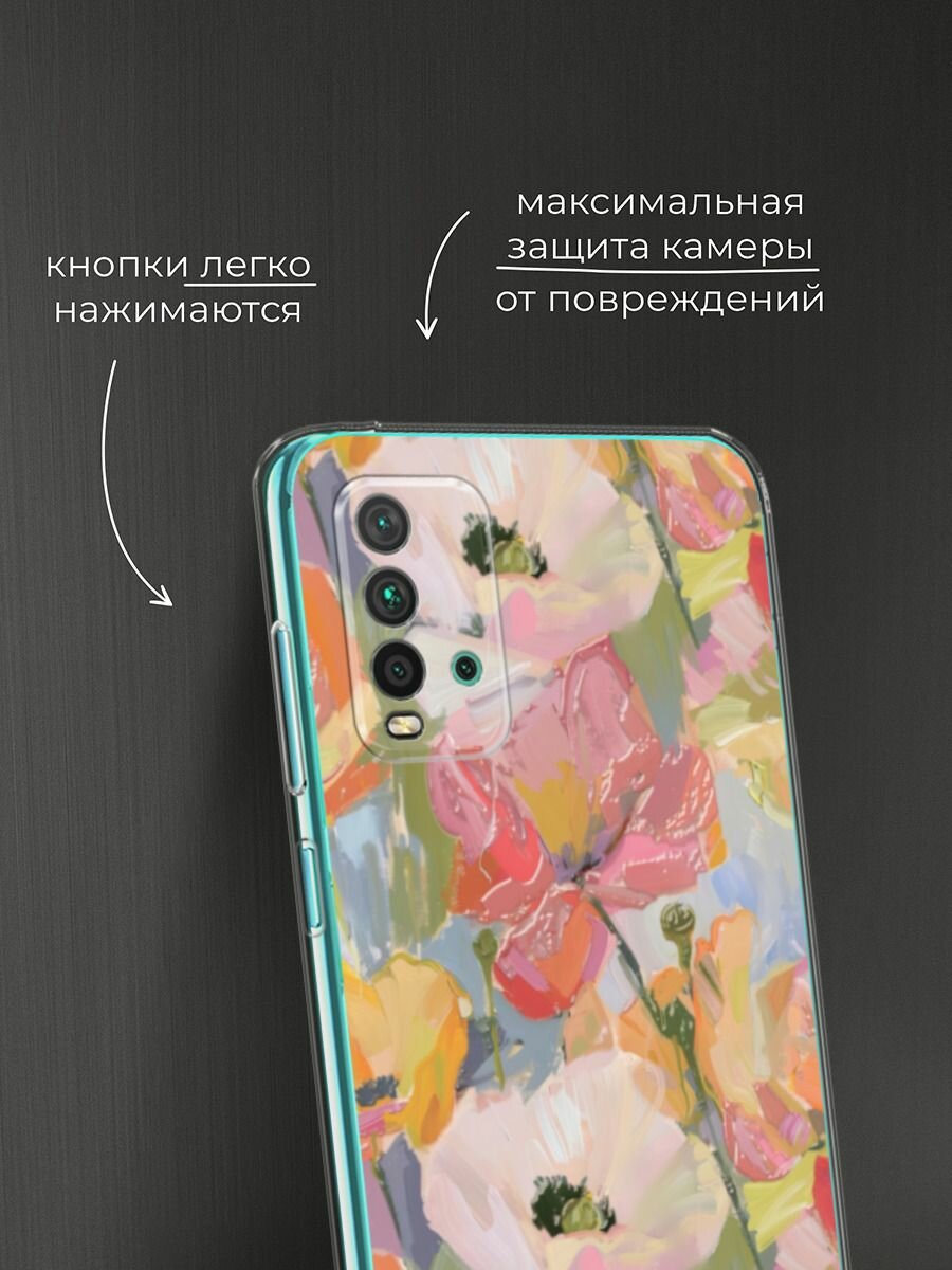 Чехол на Xiaomi Redmi 9T / Сяоми Редми 9Т с принтом "Акварельные анемоны" — фото 1