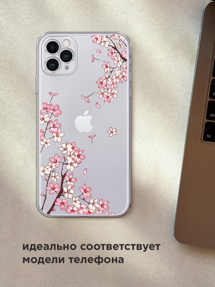 Чехол на Apple iPhone 11 Pro / Айфон 11 Про с принтом "Ветви сакуры 1", прозрачный — фото 1