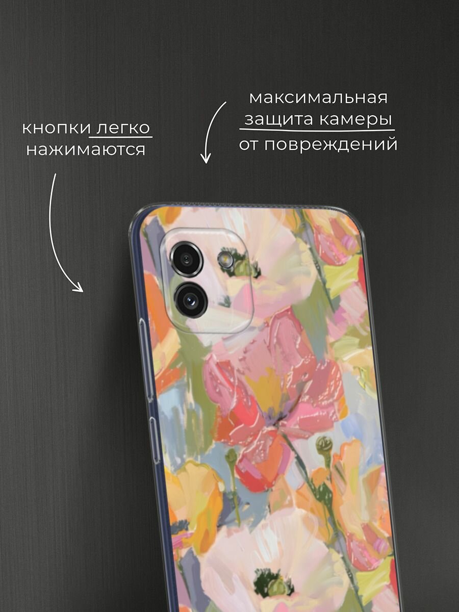 Чехол на Samsung Galaxy A03 / Самсунг Галакси А03 с принтом "Акварельные анемоны" — фото 1