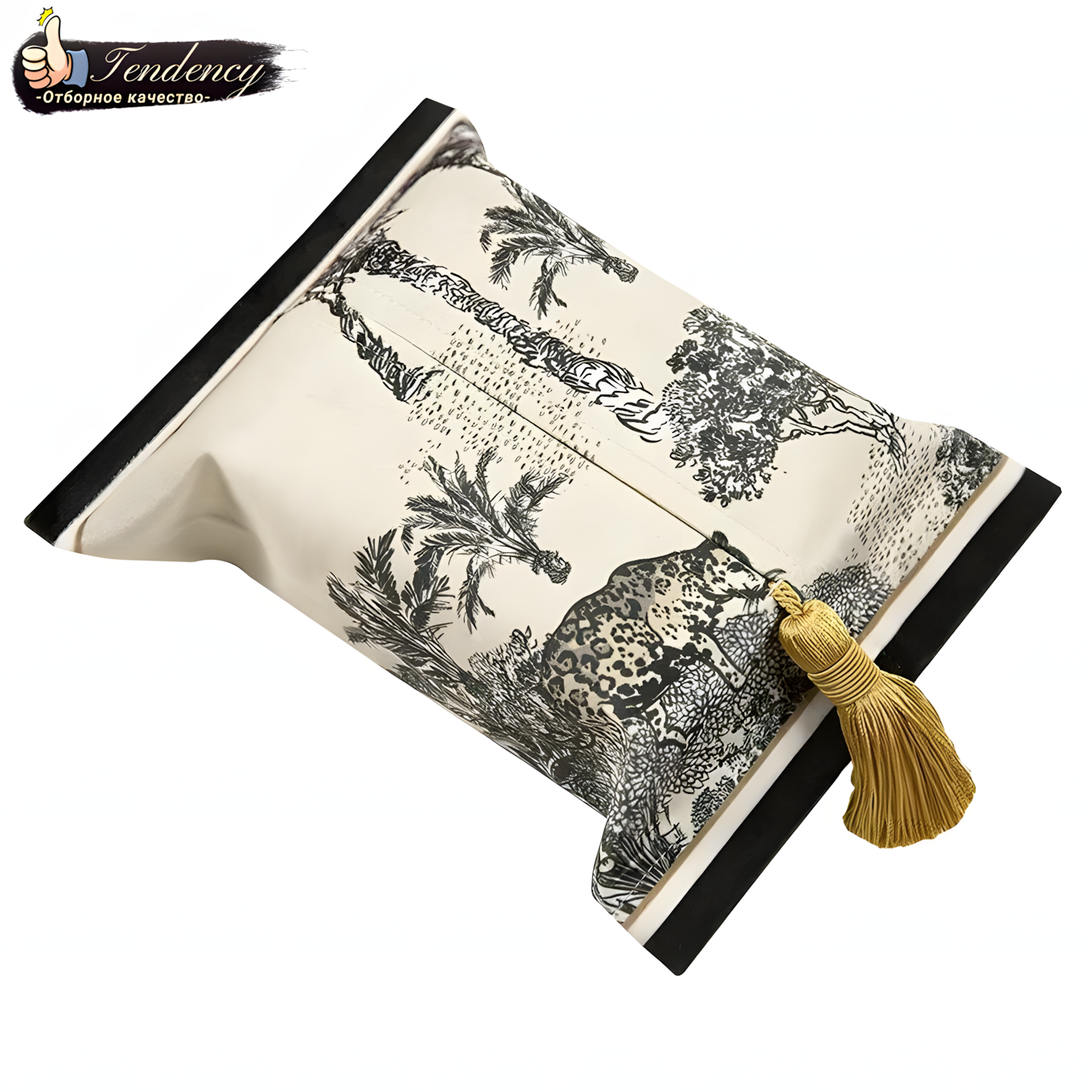 Бархатный держатель для салфеток Lilith, Коробка для салфеток, С бахромой, 18×24 см