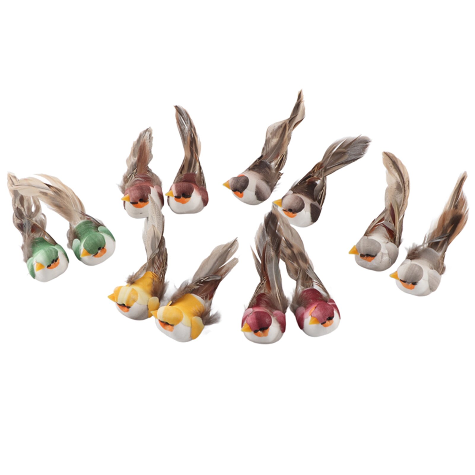 12Pcs Simulation Foam Bird Artificial Decor with Clip Fixing Home Garden Plant Decoration