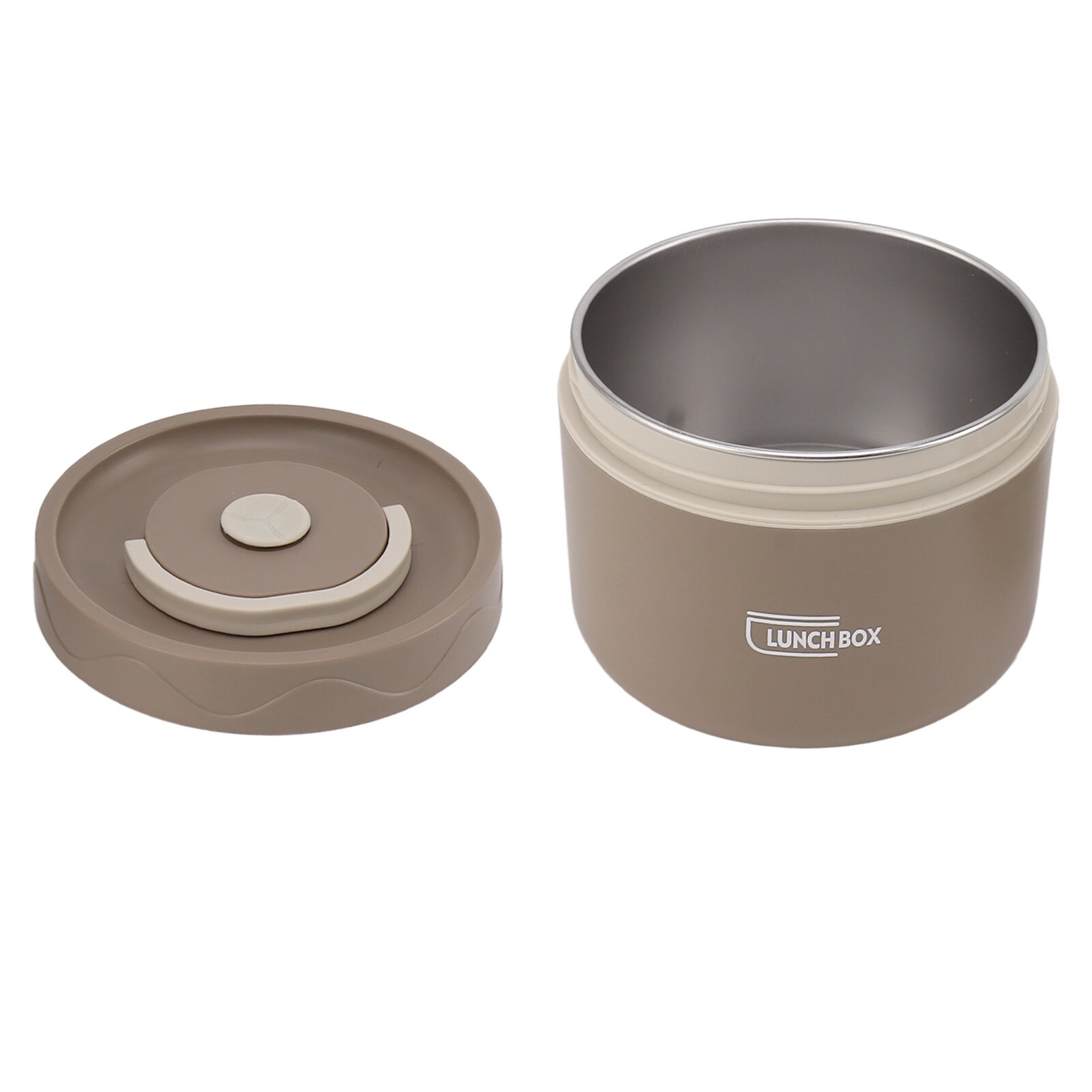 Изолированный ланч-бокс Bento на 550 мл Штабелируемый 2-х уровневый круглый ланч-бокс Bento Герметичный пищевой контейнер из нержавеющей стали в стиле микроволновой печи, темный кофе