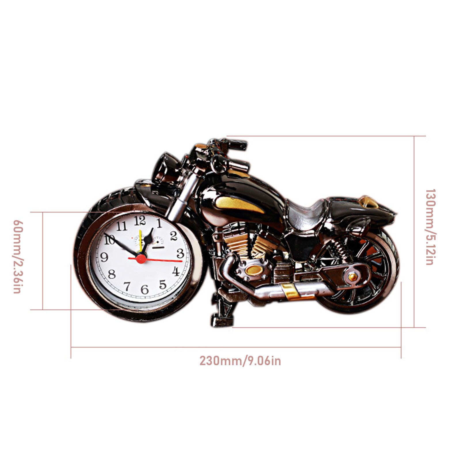 Мотоциклетные часы-будильник с пластиковым кварцевым механизмом, работающие на батарейках, винтажные настольные часы для украшения полки дома, офиса, общежития