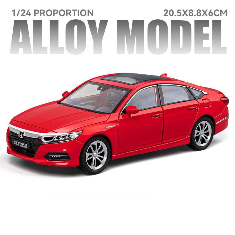 Миниатюрный металлический автомобиль Honda Accord 1:24, Red