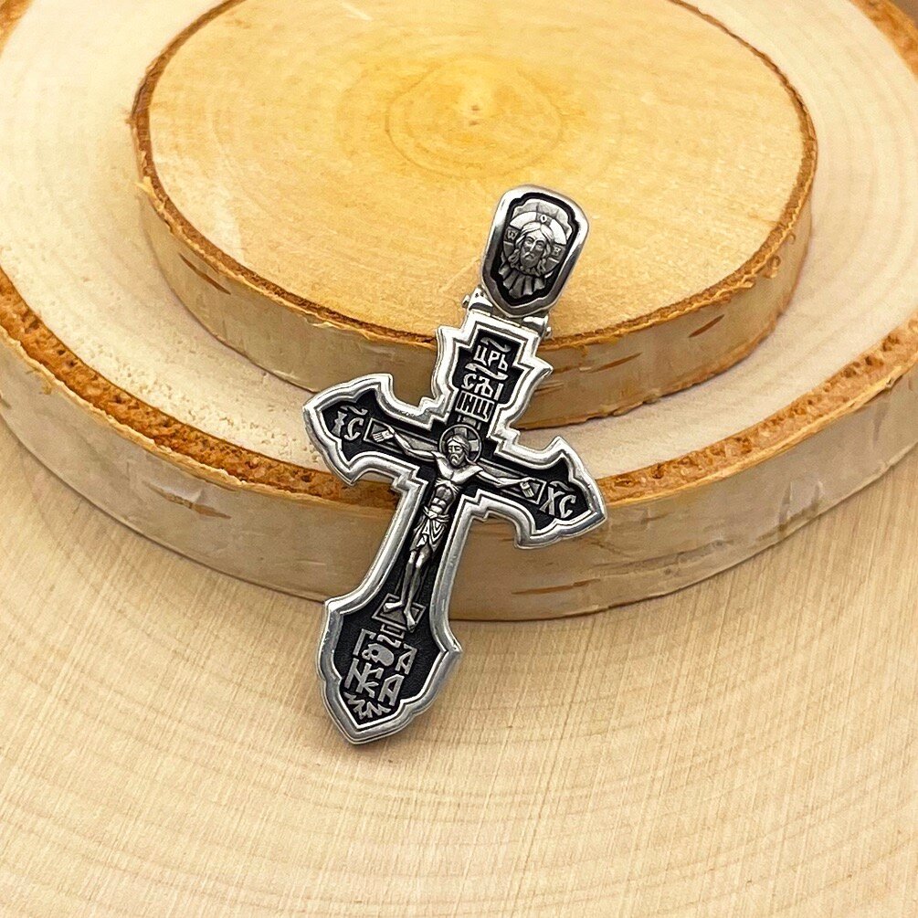 Крестик, серебро, 925 проба, чернение, оксидирование