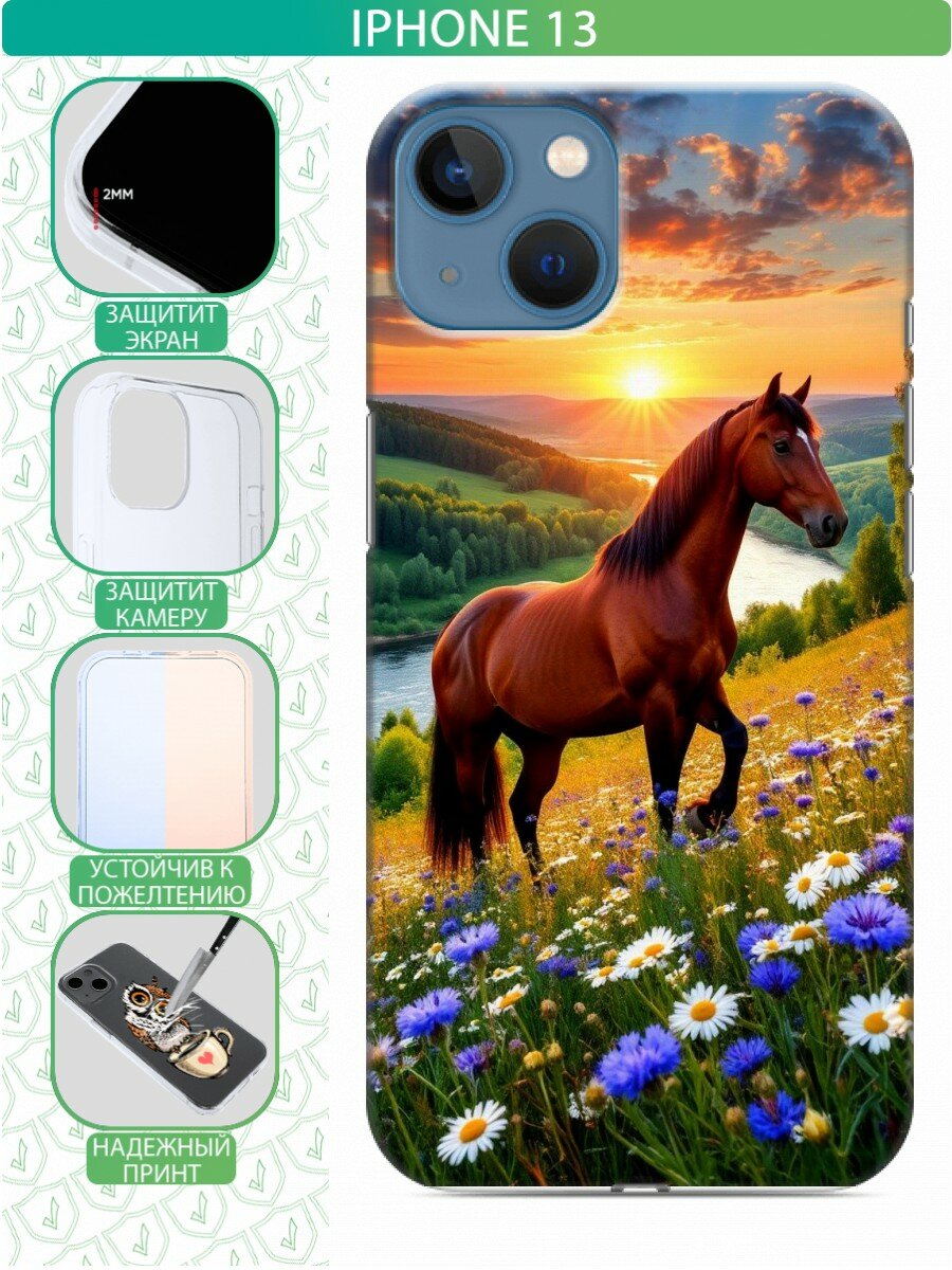 Чехол для Iphone 13 с принтом Лошадь (Айфон 13)