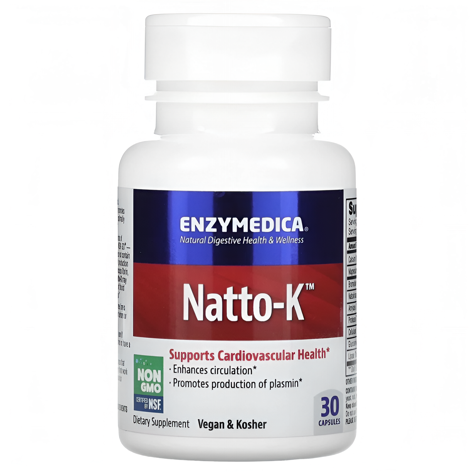 Enzymedica Natto-K 30 капс, смесь ферментов, поддержка сердечно-сосудистой системы