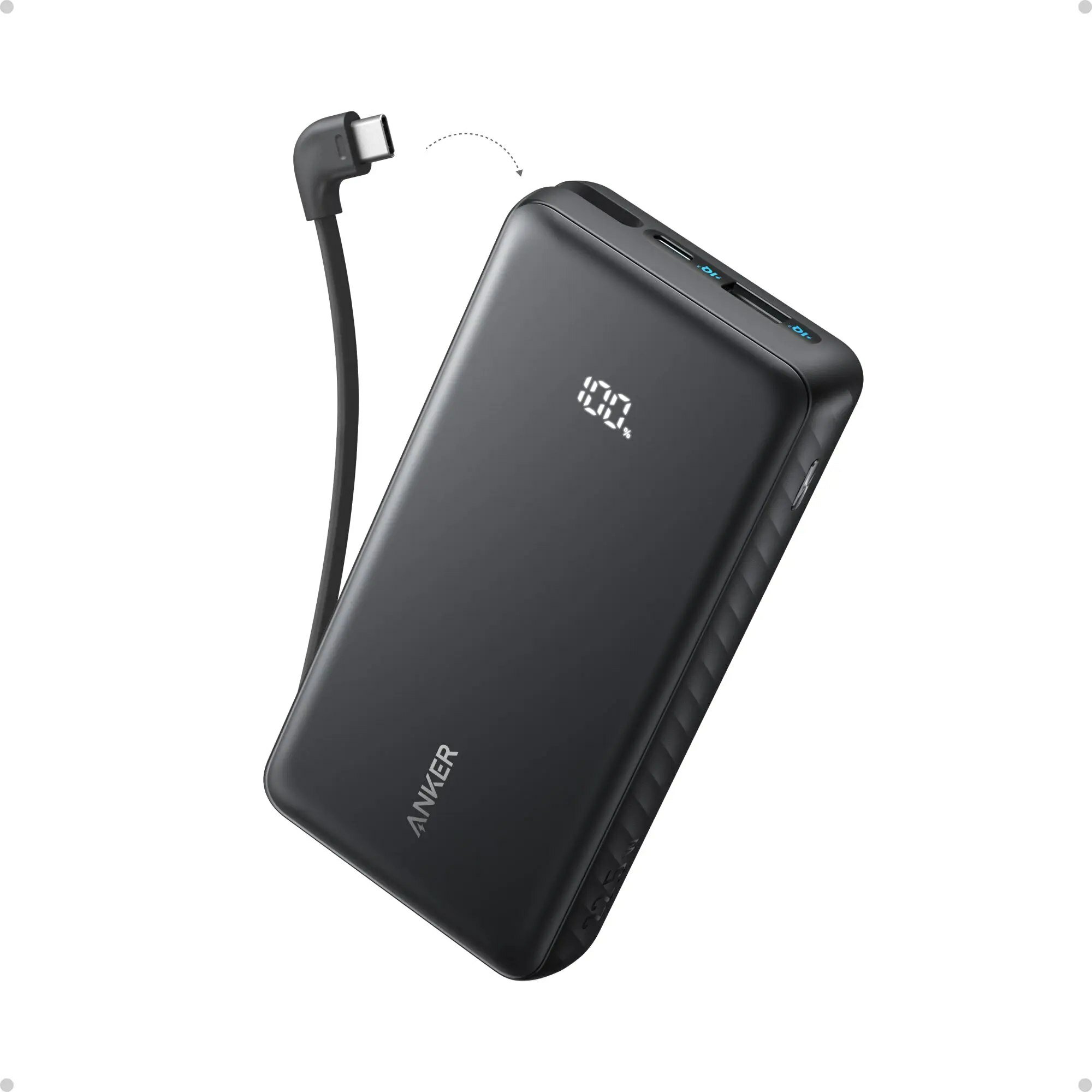 Внешний аккумулятор Anker Zolo Powerbank 20000 мАч 22,5 Вт с функцией быстрой зарядки и встроенным кабелем USB-C