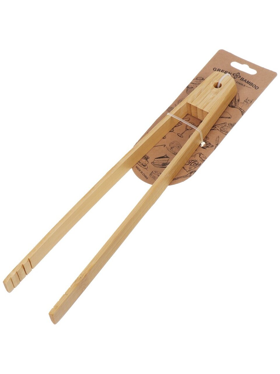 Кухонные щипцы из бамбука 30 см, универсальные, подвесные, модель Y4-6193