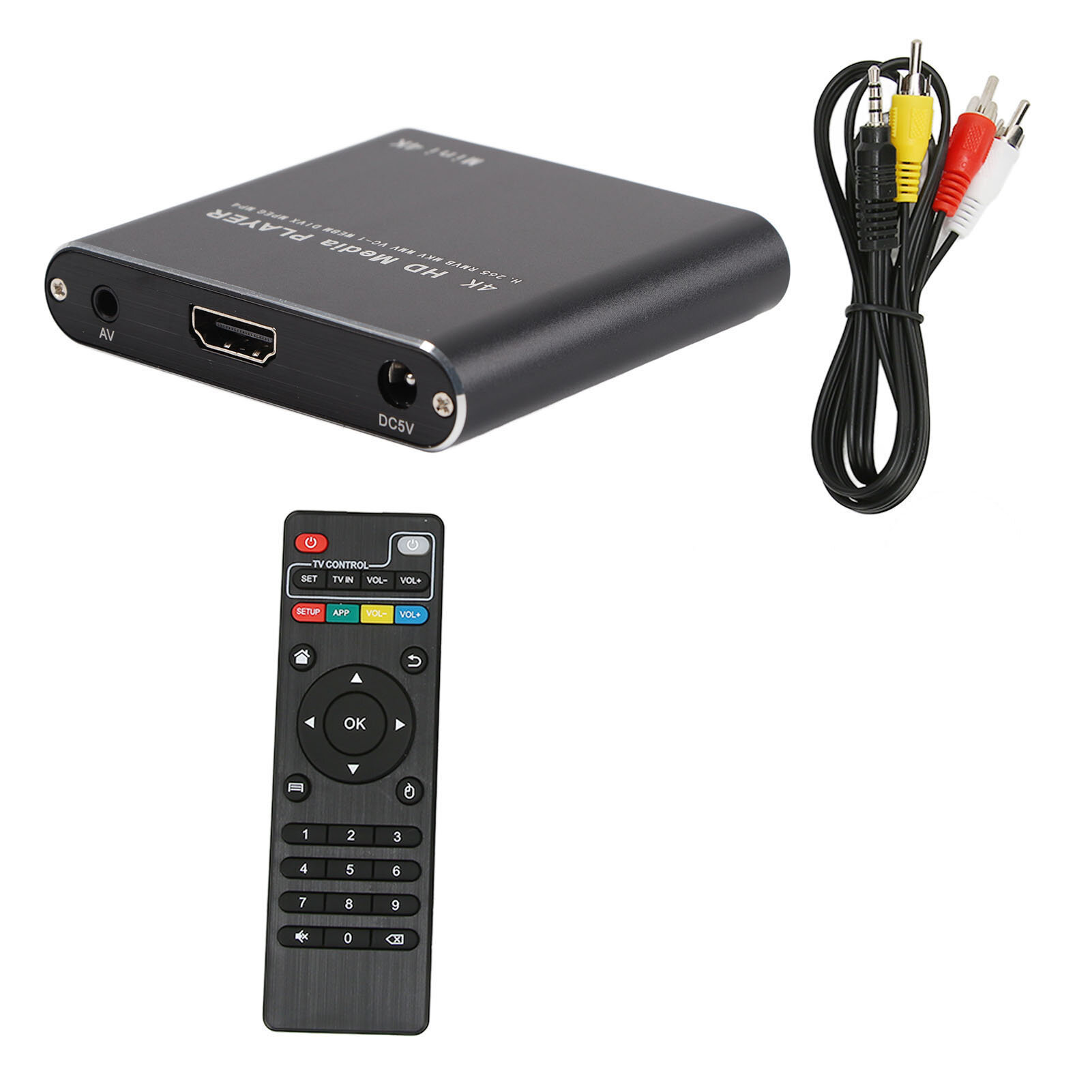 HD-видеоплеер 4K высокого разрешения, мини-плеер для потоковой передачи мультимедиа, AV-интерфейс, USB-накопители, вилка 100–240 В (европейский стандарт).