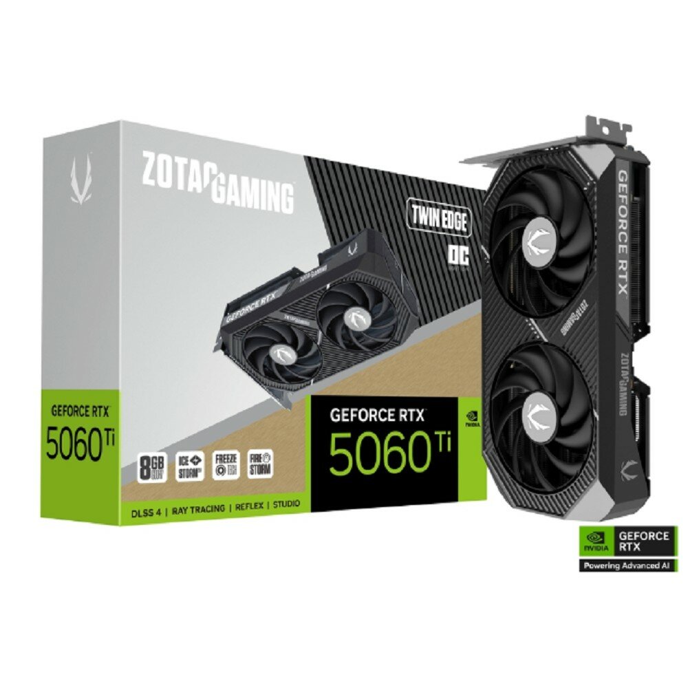 Zotac Видеокарта GAMING GeForce RTX 5060 Ti Twin Edge OC 8GB GDDR7 128bit 3xDP HDMI 2 FAN ZT-B50610H-10M RTL