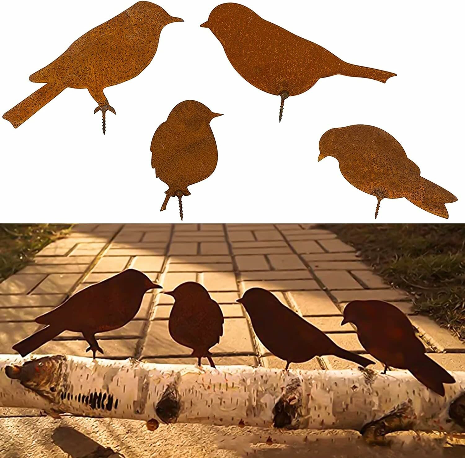 Oiseaux Rouillés avec Vis Oiseaux Jardin Silhouette Décoration Déco Métal Rouillé Jardin Yard Art Металлические птицы Орнаменты de Oiseaux Patio Yard Paysage 4 шт.