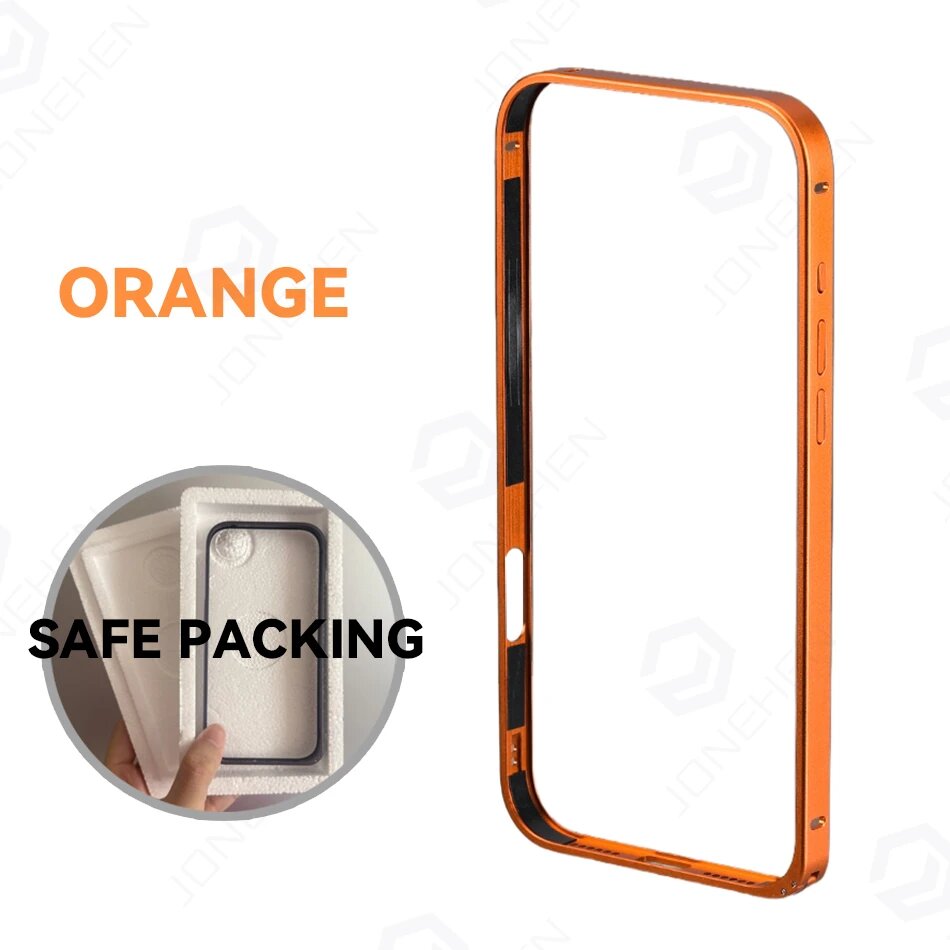 Для iPhone Air 12 13 14 15 16 17 Pro Max 17pro Тонкий чехол оранжевый тонкий бампер легкий алюминиевый металлический каркас из сплава Защитный
