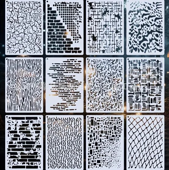 Трафареты для рисования PenhuaMoban, 12 шт, белый, пластик