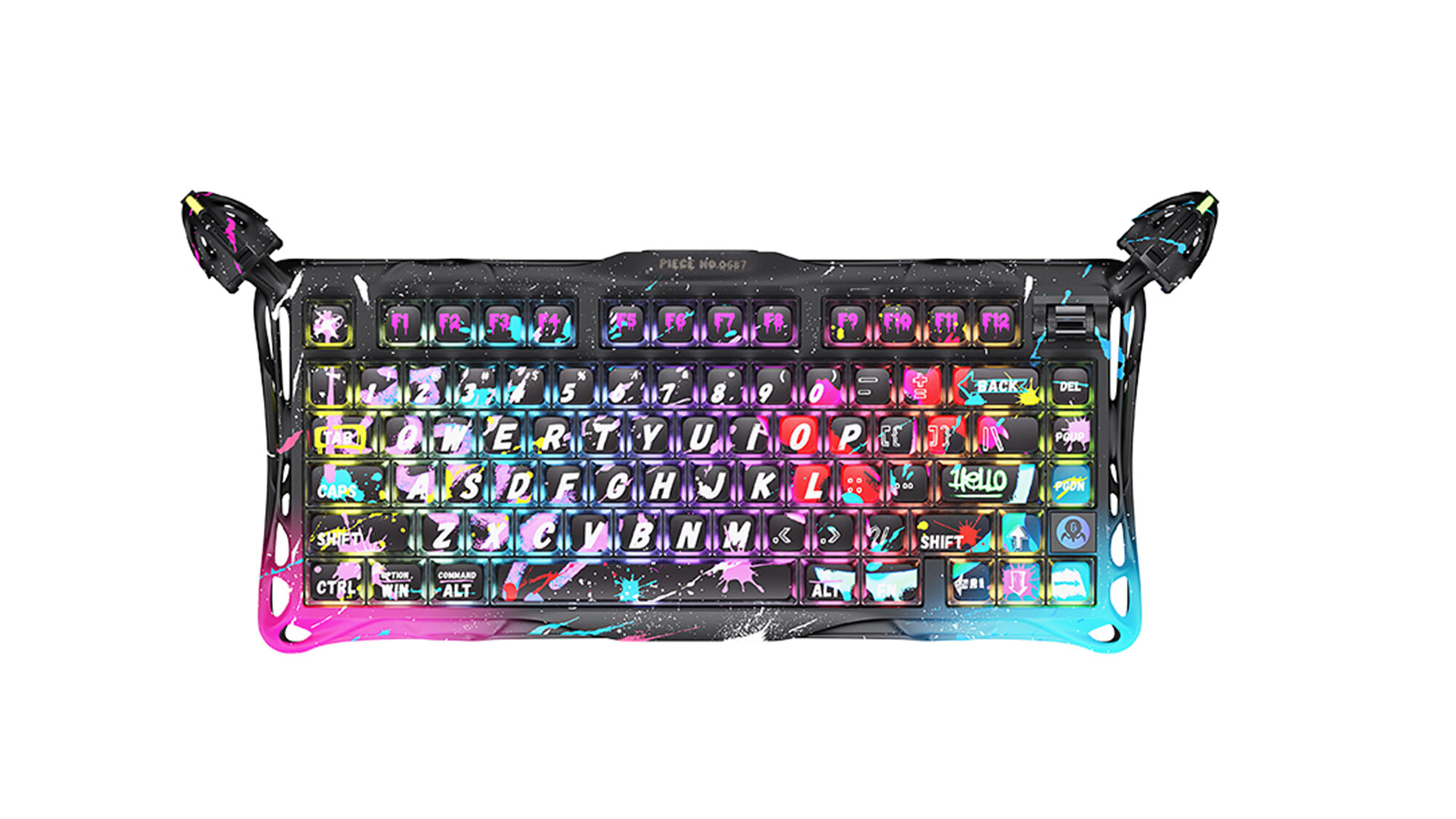 Клавиатура Gravastar Mercury V75 Pro CG BLK Neon Graffiti, проводная, 8000 Гц, RGB-подсветка