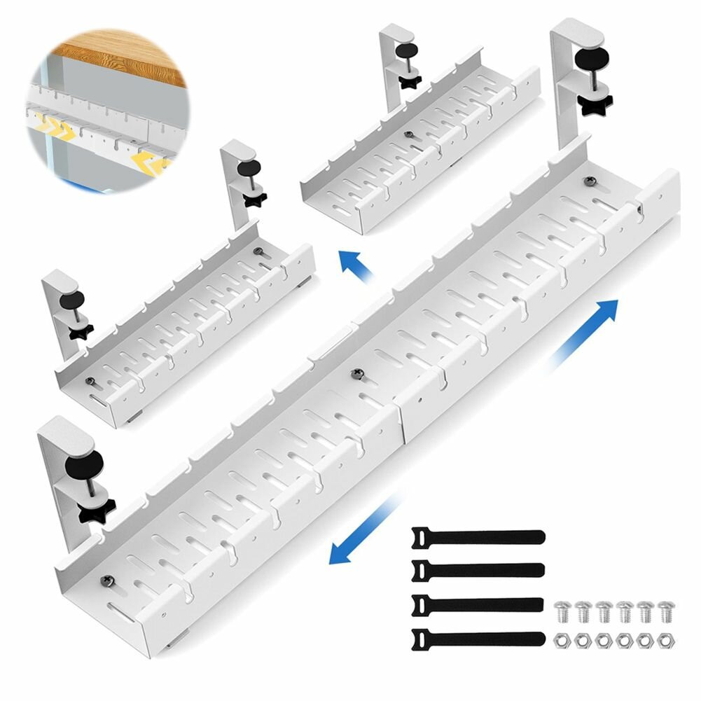 Металлический органайзер для кабелей под стол, выдвижная полка для удлинителей, крепление без сверления, для офиса и дома